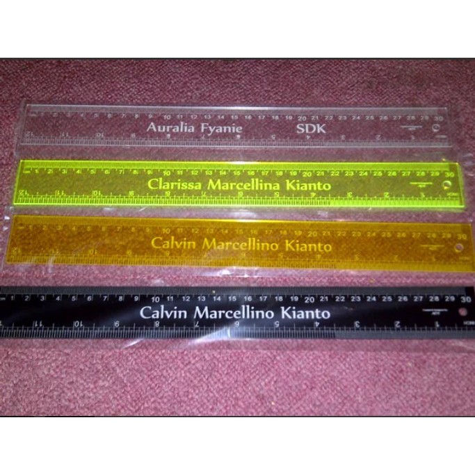 Jual Penggaris Acrylic Laser Engraving / Printing CUSTOM Nama / LOGO ...