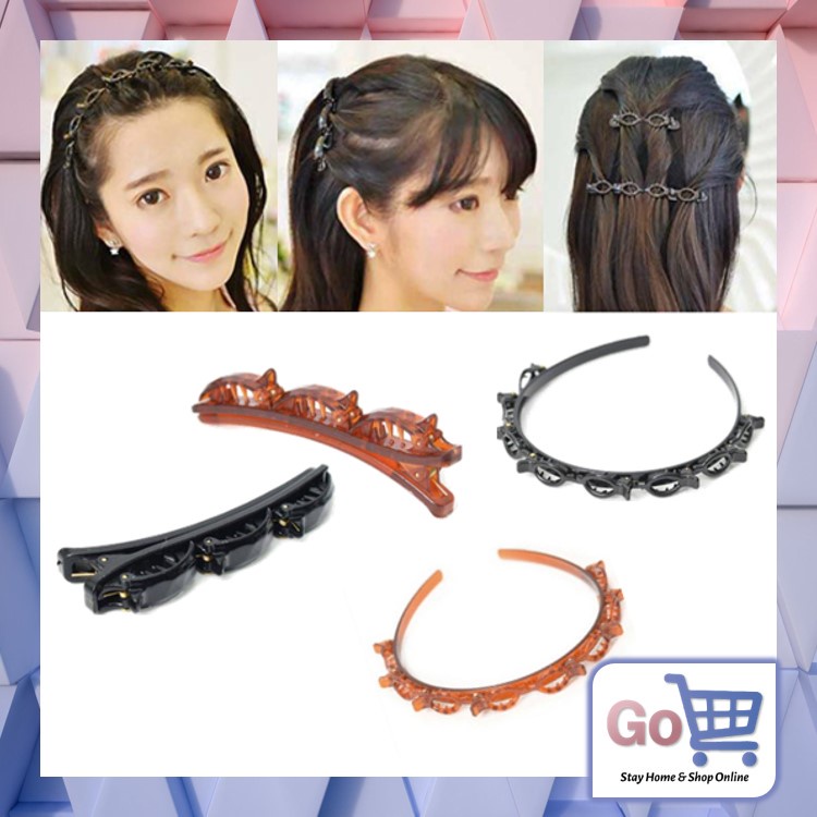 Jual Go - B758 Bando Jepit Multi Layer Hollow Double Bangs Hairstyle ...