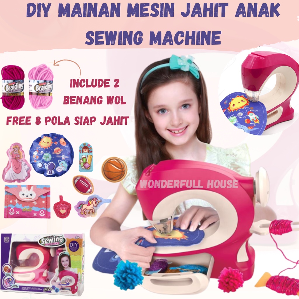 Jual Mainan Anak Perempuan Menjahit DIY Mesin Jahit Mini Sewing Machine ...