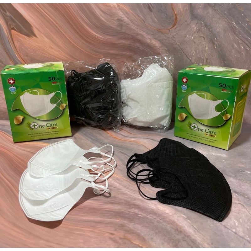 Jual ONECARE - MASKER DUCKBILL 4PLY EMBOS GARIS FACE MASK HITAM PUTIH 1 ...