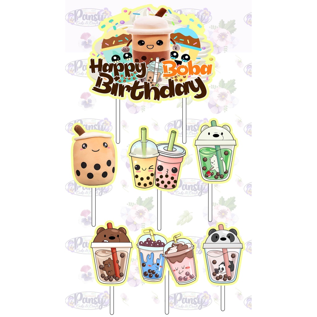 Jual Cake topper / Cupcake topper Bubble Tea / Boba Tea / Milk Tea ...