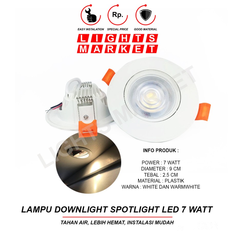 Jual Lampu Downlight Spotlight LED 7 Watt 7W Sorot Spot Light | Shopee Indonesia