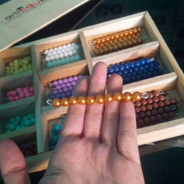 Jual Stair beads bead stairs apparatus montessori dengan kotak kayu ...