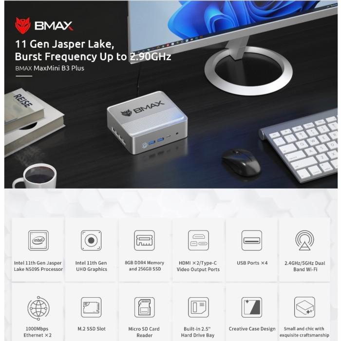 Jual Mini PC BMAX B3 Plus 8/256GB SSD Intel N5095 Dual LAN HDMI Windows ...