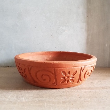 Jual Pot Tanaman Bonsai Ceper Ukir Unik D34 Terracotta Terakota Tanah ...