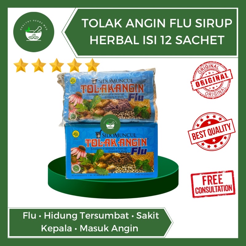 Jual Tolak Angin Flu Sirup Herbal Untuk Flu Sidomuncul Isi 12 Sachet ...