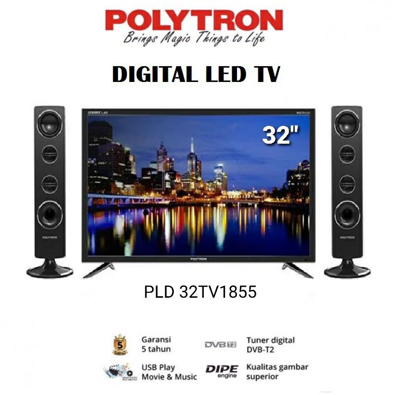 Jual POLYTRON TV LED 32Inch Digital (DVB T2) + Speaker Tower | Shopee ...