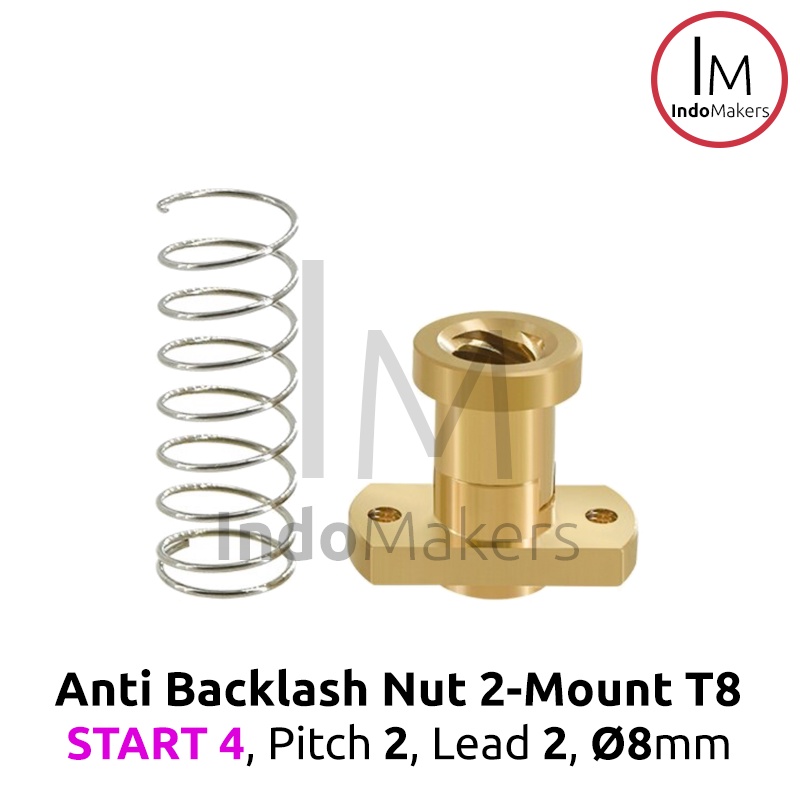 Jual 3D Printer Leadscrew 8mm 4-Start Anti Backlash Spring Nut 2-Mount ...