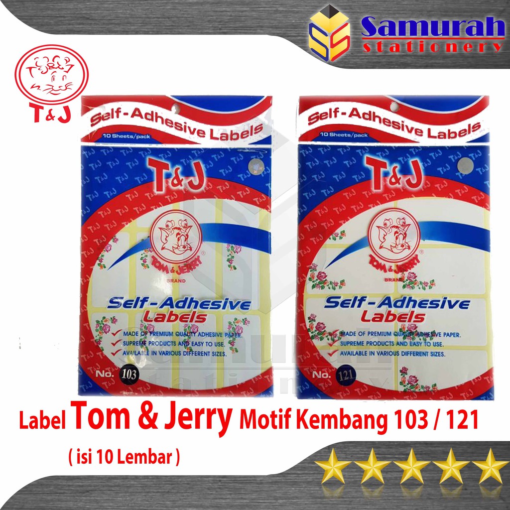Jual Label Stiker Tom & Jerry 103 - 121 Motif Kembang / Kertas Sticker TJ Undangan Dengan Gambar ...