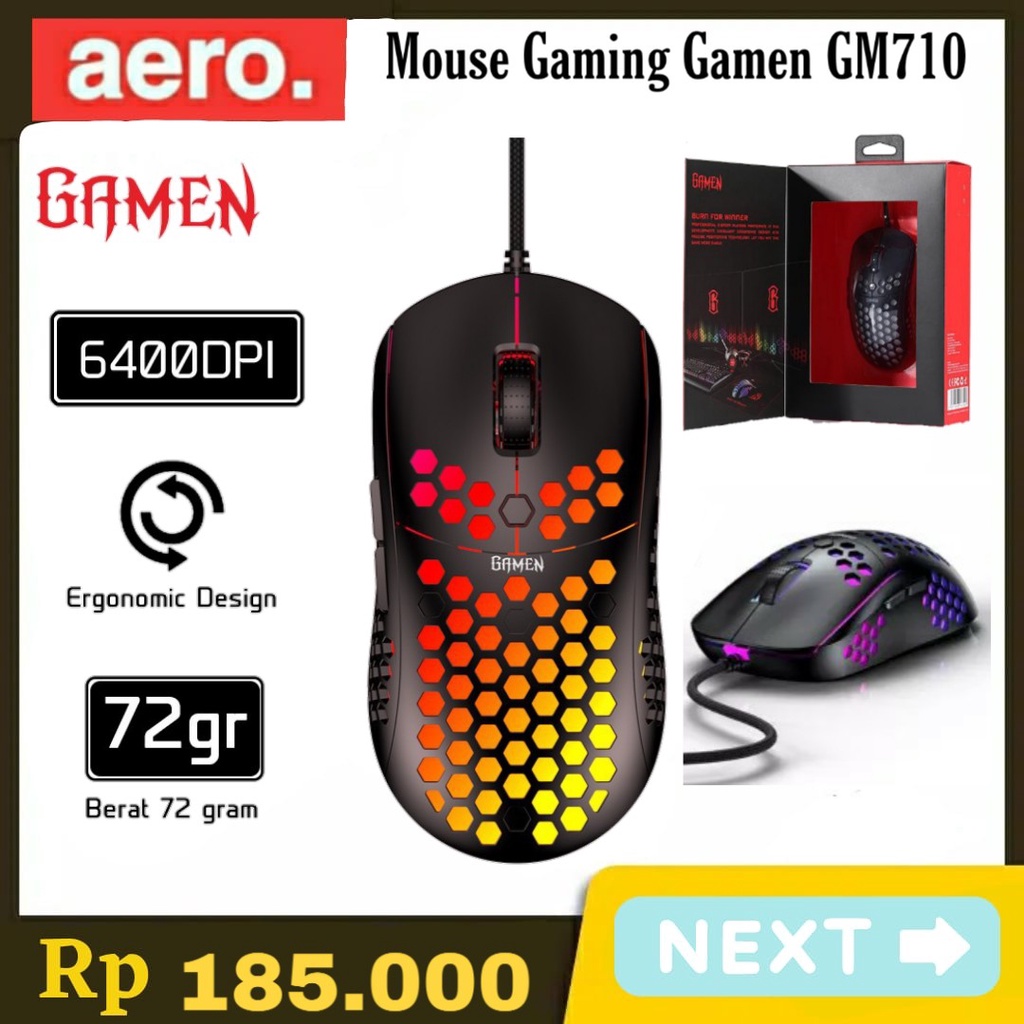 Jual Mouse Gaming Gamen GM710 RGB Lighting Effect 6400 DPI Macro ...
