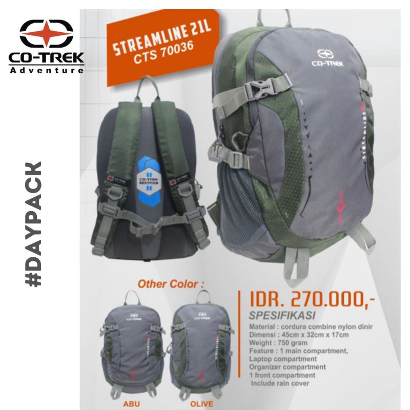 Jual Tas punggung / Tas Laptop original Co-Trek streamline 25L free ...