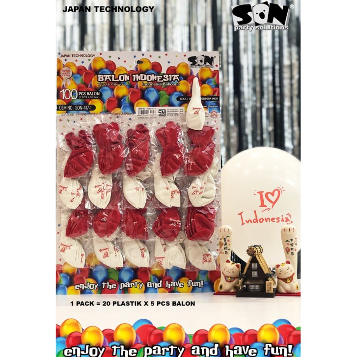 Jual Balon Renteng Love Indo 12 Inch / Balon Merah Putih 100 Pcs ...