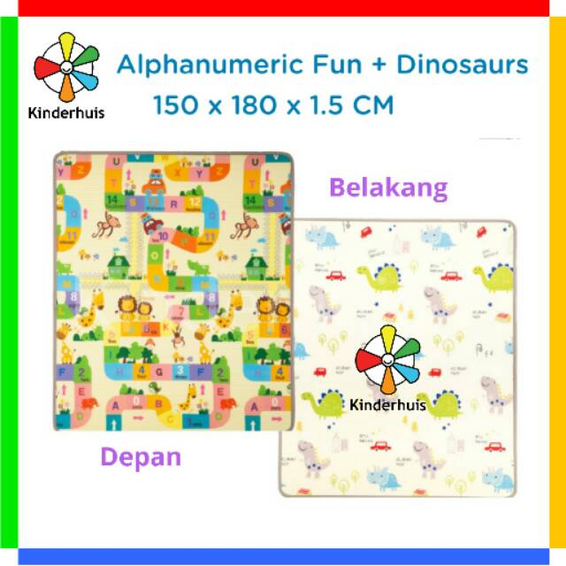Jual Yofi Playmat Alphanumeric Fun + Dinosaurs tebal 1,5cm / Playmat ...