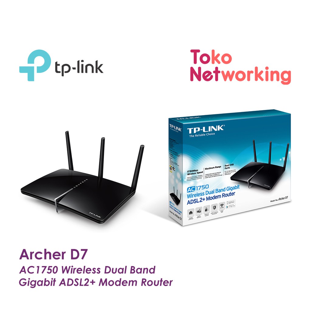 Jual TP-LINK ARCHER D7: AC1750 Wireless Dual Band Gigabit ADSL2+ Modem ...