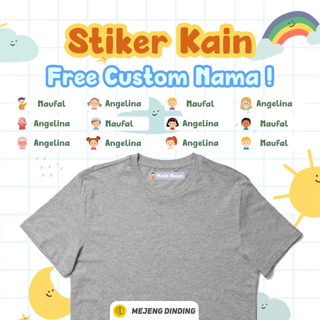 Jual ( ISI 20 PCS ) STIKER KAIN STIKER BAJU NAMA CUSTOM SABLON KAIN ...