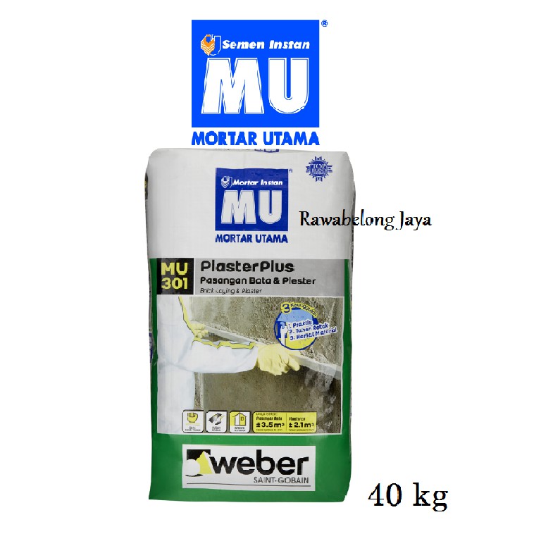 Jual MU 301 MORTAR UTAMA SEMEN INSTAN PASANGAN BATA DAN PLESTER - 40 KG ...