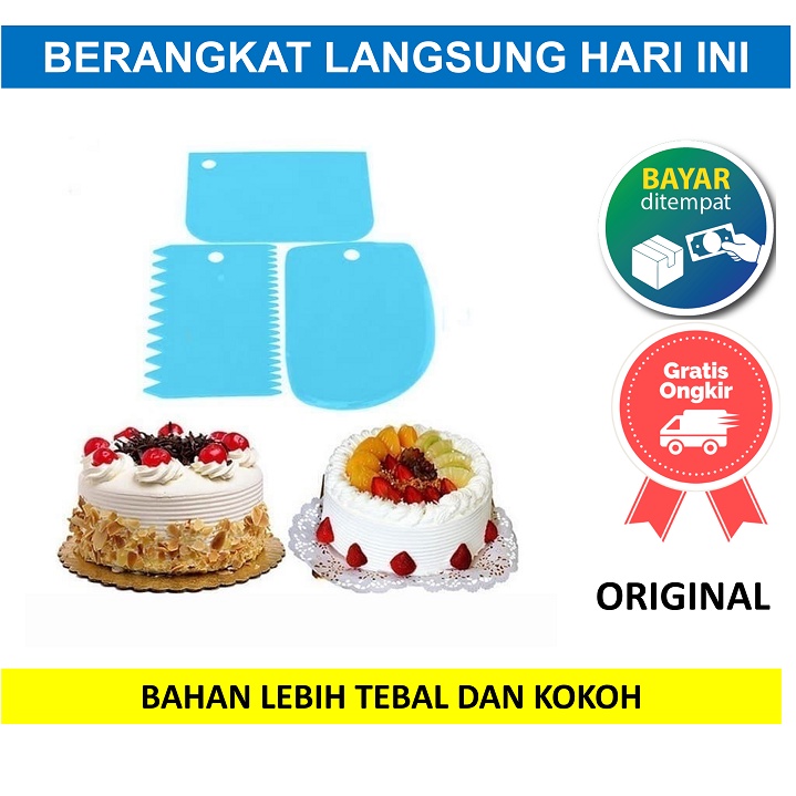 Jual Scraper Kue 3 in 1 Set Scrapper Potong Adonan Spatula Cake Dapur ...