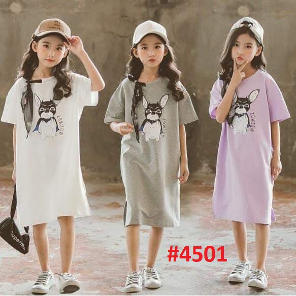 Jual DRESS ANAK SIMPLE KOREAN STYLE PUTIH MOTIF SABLON CUTE DOGIE (RSBY ...