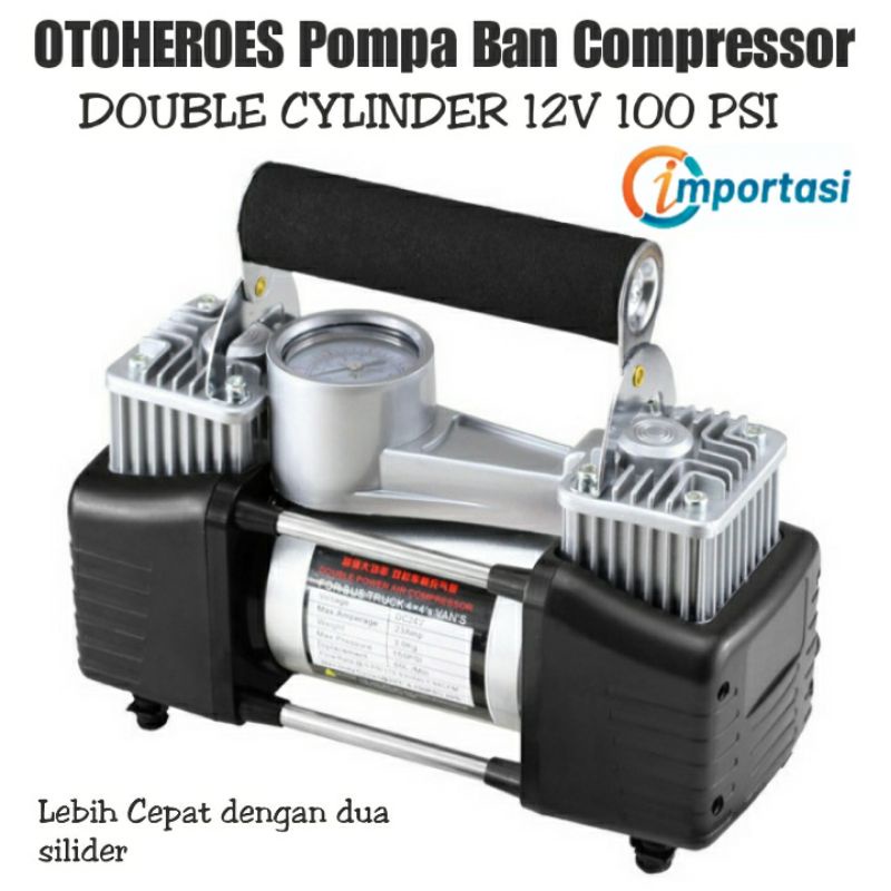 Jual Pompa Ban Motor Mobil Dual Silinder Super Fast Compressor 12V 100 ...