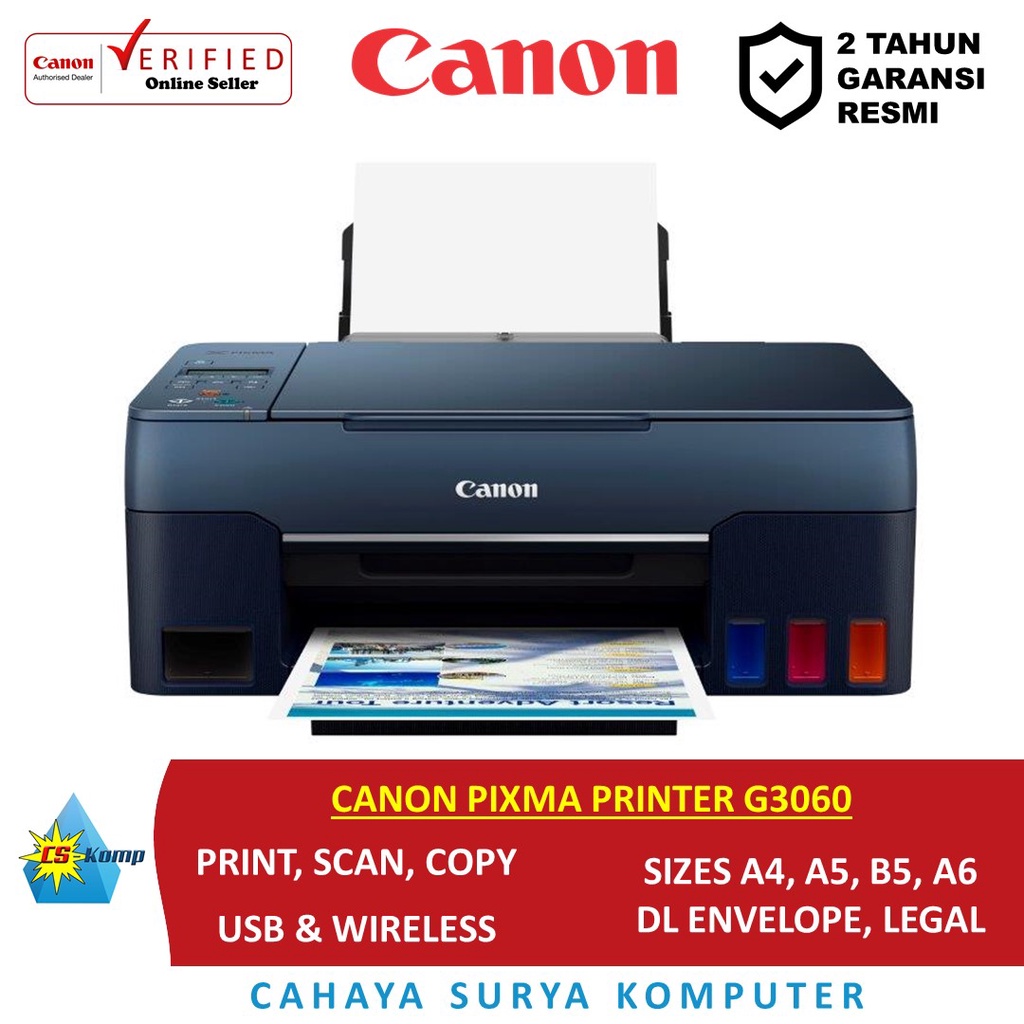 Jual CANON PIXMA PRINTER G3060 | Print | Scan | Copy | Wireless | USB ...