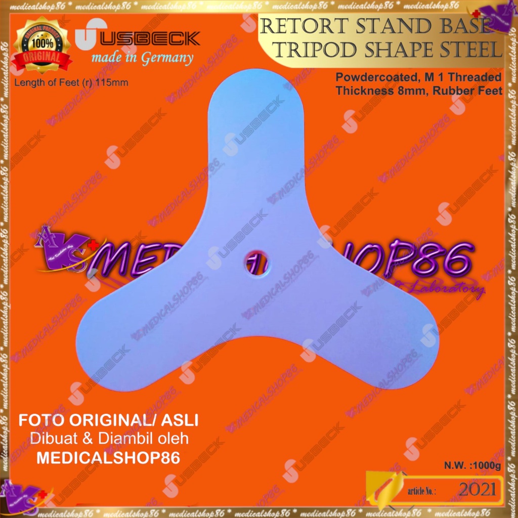 Jual RETORT STAND BASE TRIPOD SHAPE, Steel, Feet 115mm. Merk USBECK cat ...
