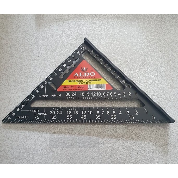 Jual Siku Sudut Aluminium / Penggaris Segitiga 7" ALDO | Shopee Indonesia