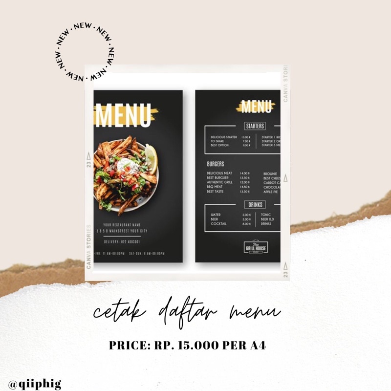 Jual CETAK DAFTAR MENU | Shopee Indonesia