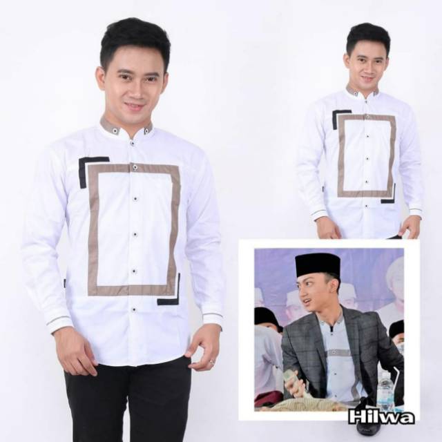 Jual KOKO GUS AZMI PRIA DEWASA LENGAN PANJANG MODEL BINGKAI COKLAT ...