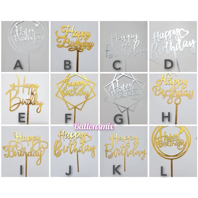 Jual Topper cake happy birthday / cake topper acrylic | Shopee Indonesia