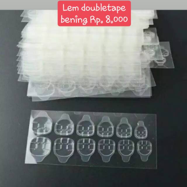 Jual Sticker lem doubletape bening transparan kuku palsu | Shopee Indonesia