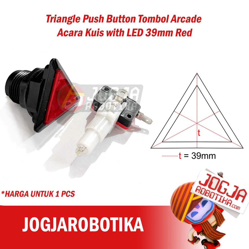 Jual Triangle Push Button Tombol Arcade Acara Kuis with LED 39mm Red ...
