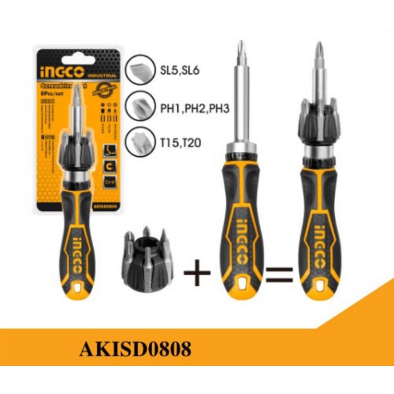 Jual INGCO - AKISD 0808 Obeng Ratchet Screwdriver Set 8pcs | Shopee ...