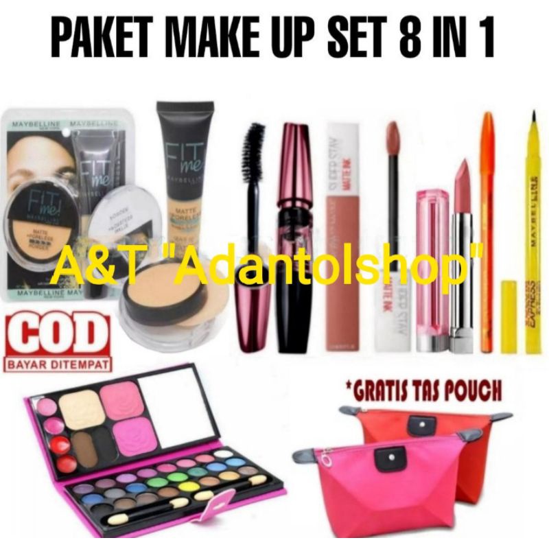 Jual Paket Makeup Wanita Maybelline Lengkap Murah 8 in 1 Paket / Paket ...