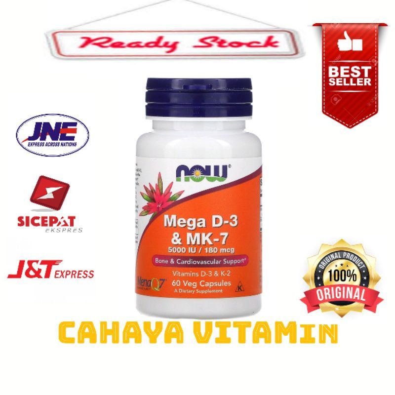 Jual now foods mega d3 mk7 vitamin d3 5000 iu /180 mcg 70 vega capsule ...