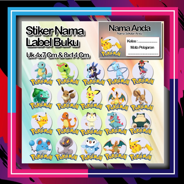 Jual Stiker Pokemon pikachu pikacu Karakter Lucu Custom Lebel Nama ...