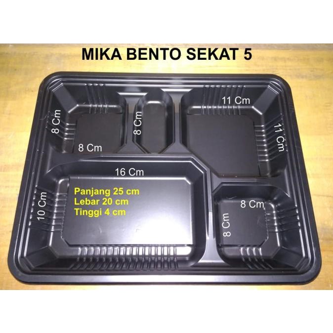 Jual Mika Bento 5 Sekat - Hitam Ukuran Jumbo Besar / Kotak Makan Lunch ...