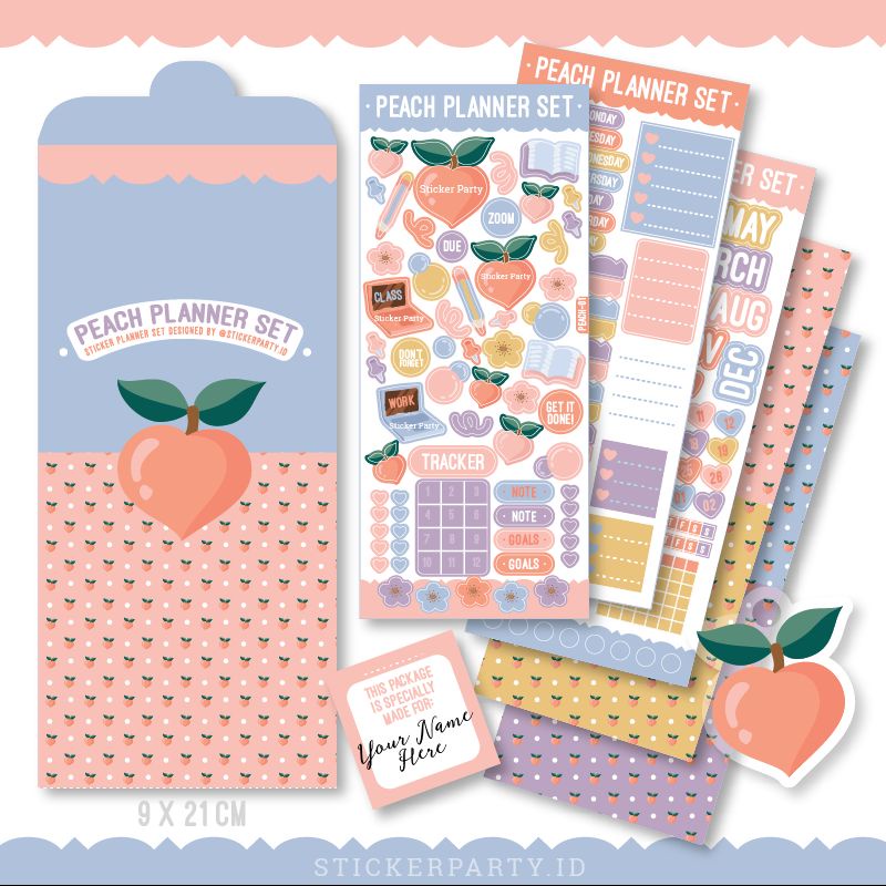 Jual Stiker Planner Peach Pink Blue Pastel Jurnal Plan Sticker Kiss Cut ...