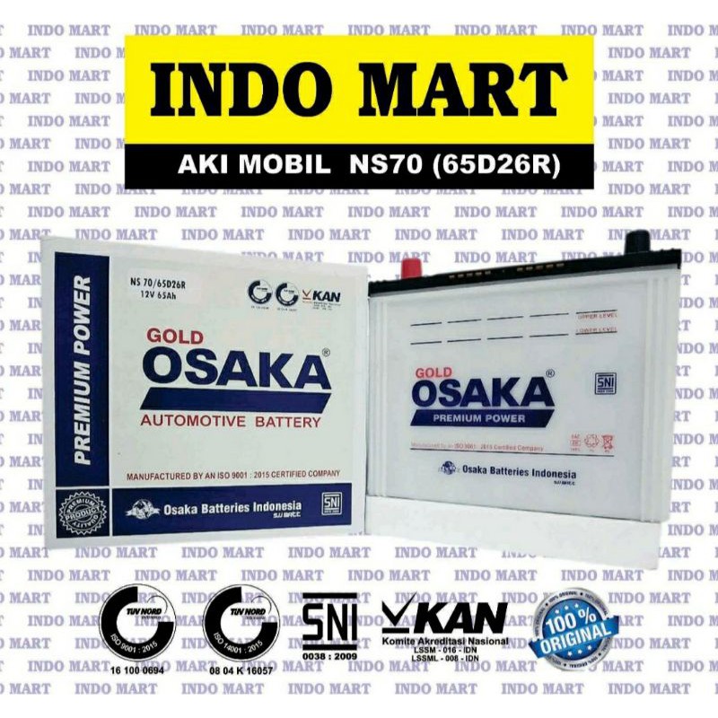 Jual Aki Mobil Toyota Kijang Kapsul Isuzu Panther Elf Original Osaka NS70 65D26R Aki Basah 12V ...