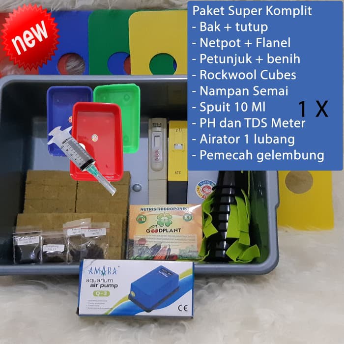 Jual Paket Sistem Hidroponik Starter Kit 1 Bak + Airator + PH TDS Termurah (Cubes) | Shopee ...