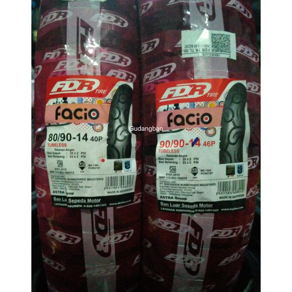 Jual Paket FDR Facio 80 90 14 dan 90 90 14 Tubeless Ban luar Motor ...
