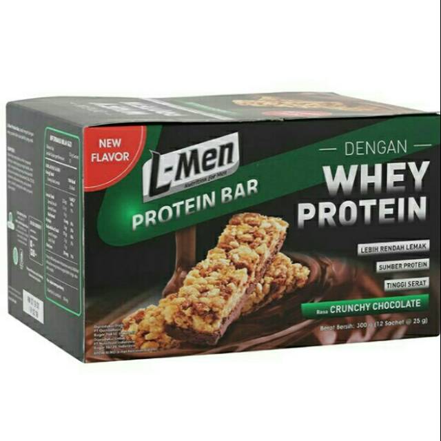 Jual L-Men Bar Crunchy Chocolate Whey Protein ( 1 Box/ 12 sachet ...