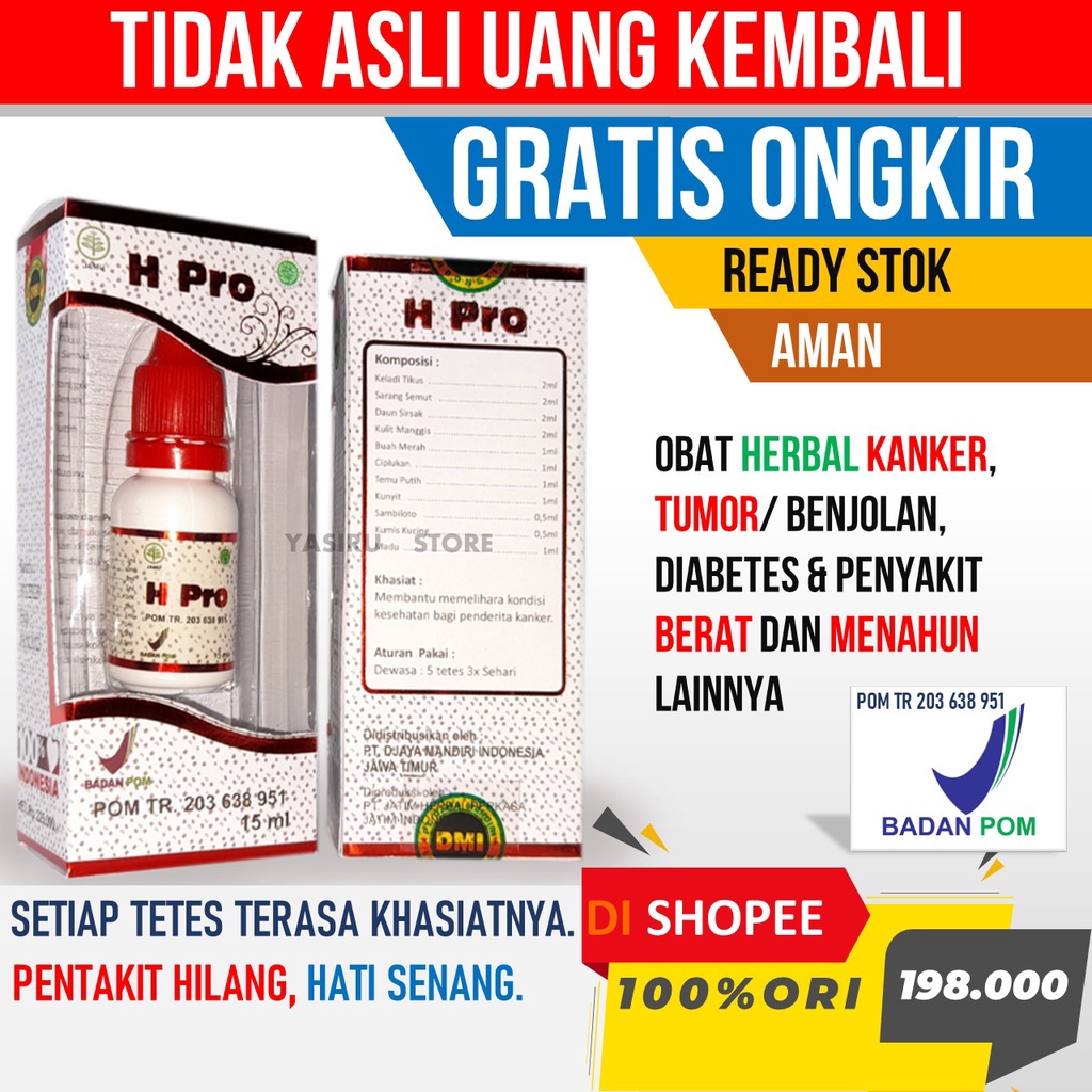 Jual Jamu Tetes HPRO H PRO Herbal Obat Kanker Tumor Diabetes Syaraf dan ...