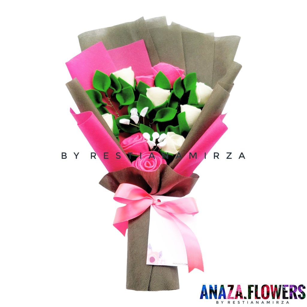 Jual Buket 10 Tangkai Bunga Mawar Flanel Wisuda Ulang Tahun Bucket ...