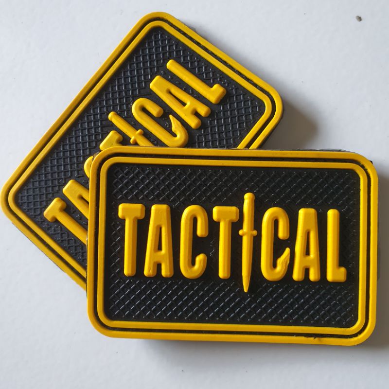 Jual PATCH RUBBER TULISAN TACTICAL KUNING/TEMPELAN EMBLEM KARET VELCRO ...