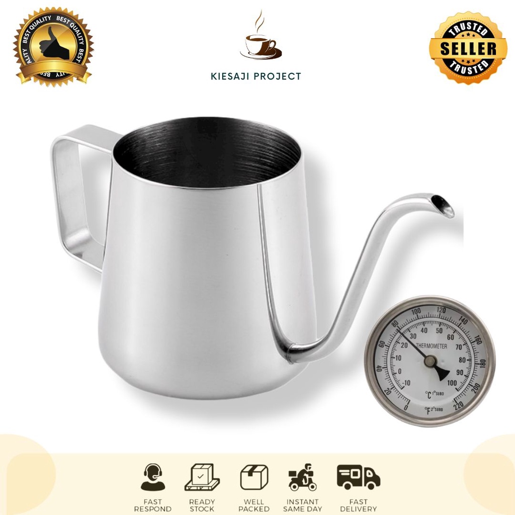 Jual kettle teko leher angsa kopi gooseneck kettle with thermometer 350 ...