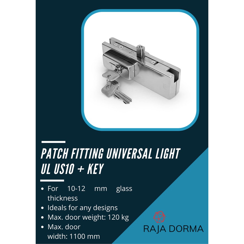 Jual Dorma Patch Fitting UL US10 + Key dormakaba Universal Light UL US ...