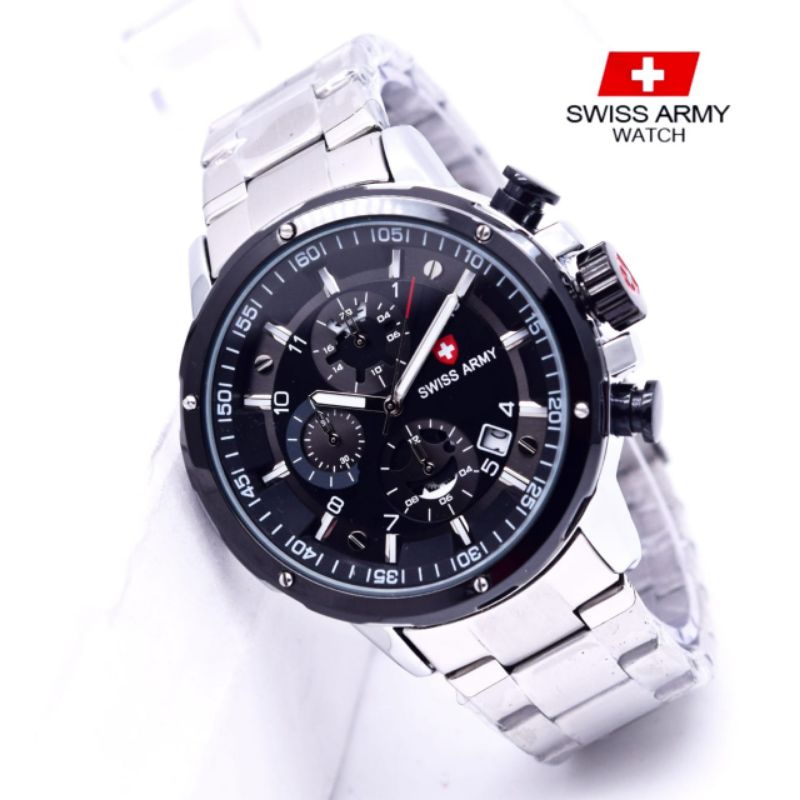Jual Jam Tangan Pria Sporty Swiss Premium AAA Chrono Tanggal Aktif Tali ...