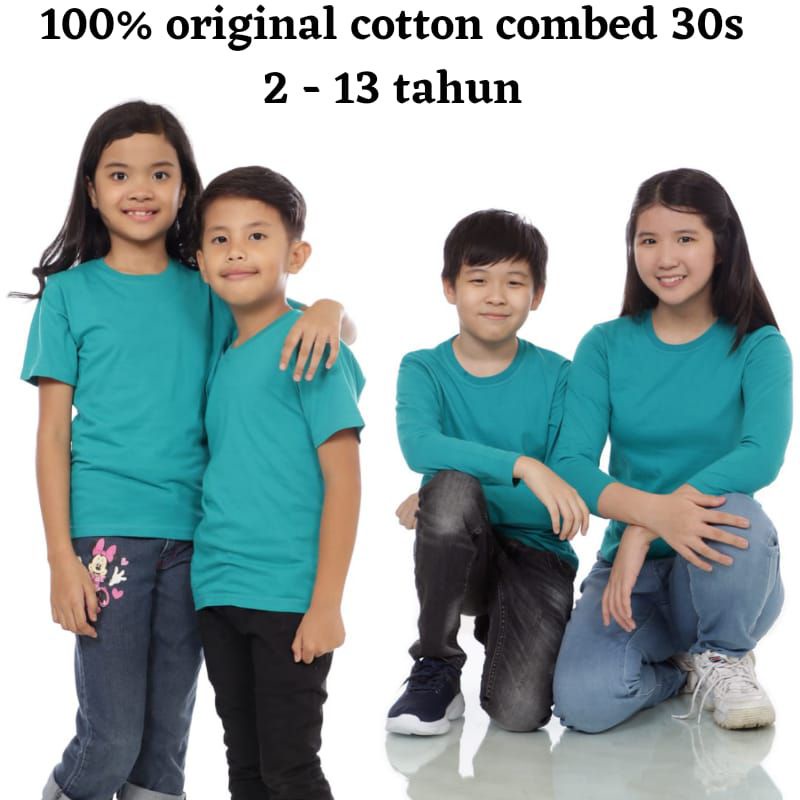 Jual Kaos Polos Anak Cotton Combed 30s Laki laki Perempuan Lengan Pendek, Lengan Panjang ,Anak ...