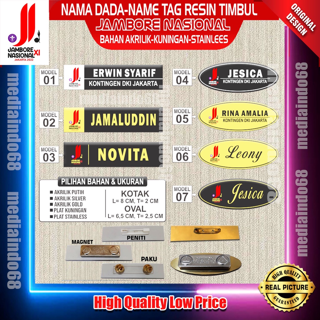 Jual Custom Name Tag /Nama Dada/Papan Nama- Pramuka-JAMNAS | Shopee ...