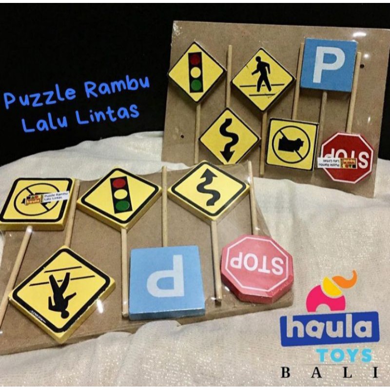 Jual mainan edukasi anak Puzzle rambu lalu lintas Haulatoys bali ...